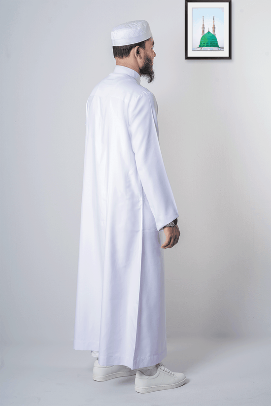 White modest thobe for men | Thobe for men | Tailored thobe – Sunaan